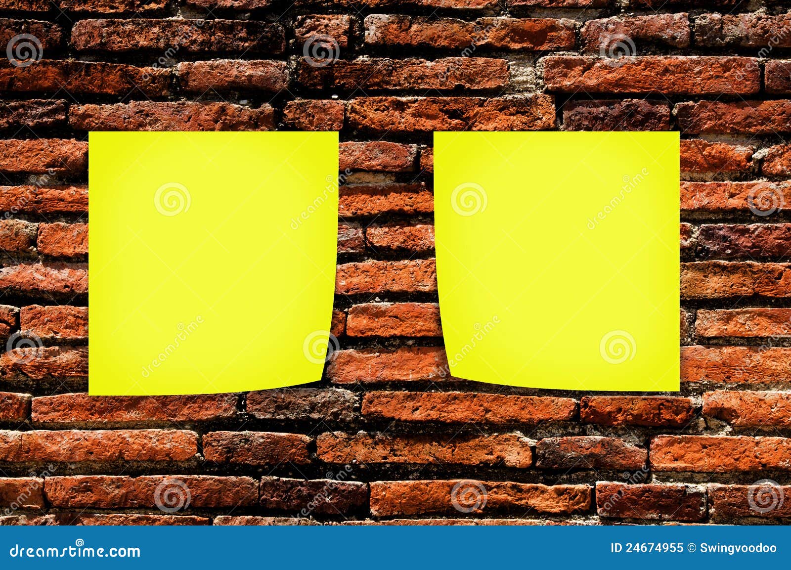 Yellow Memo Stick on Brick Wall Background Stock Illustration ...