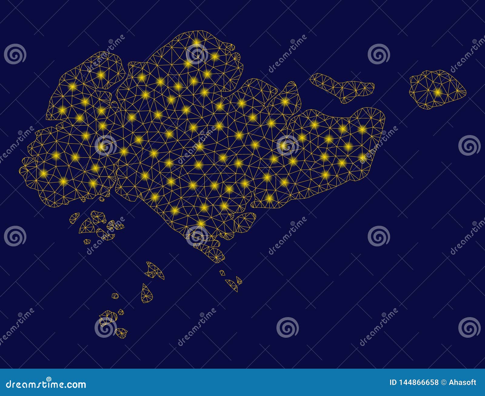 Yellow Mesh 2D Skyros Greek Island Map With Flare Spots Cartoon Vector ...