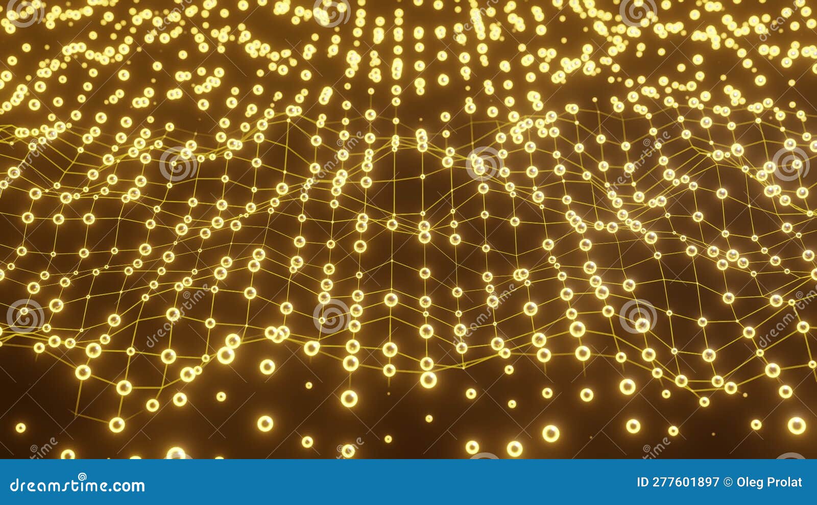 Yellow Mesh with Glowing Nodes Technology Futuristic Abstract ...