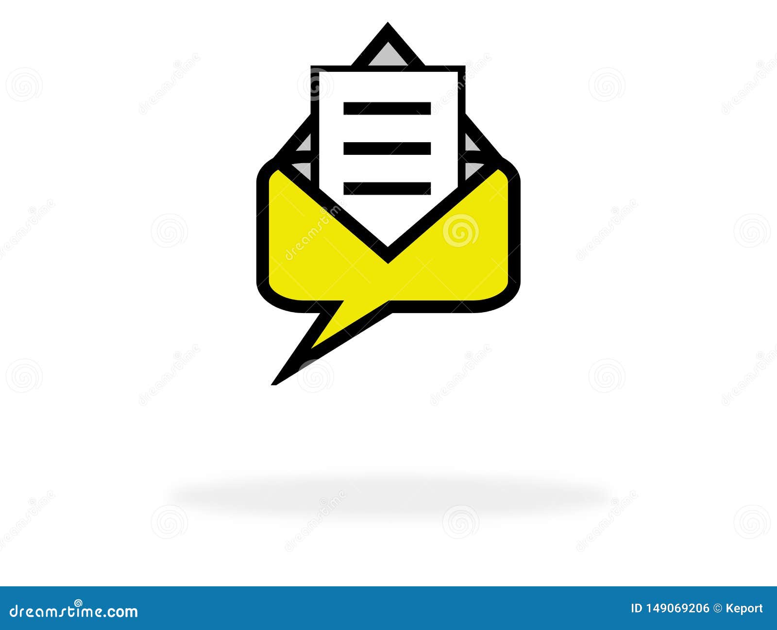Yellow Message Icon with Speech Bubble and Envolpe Symbol Stock ...