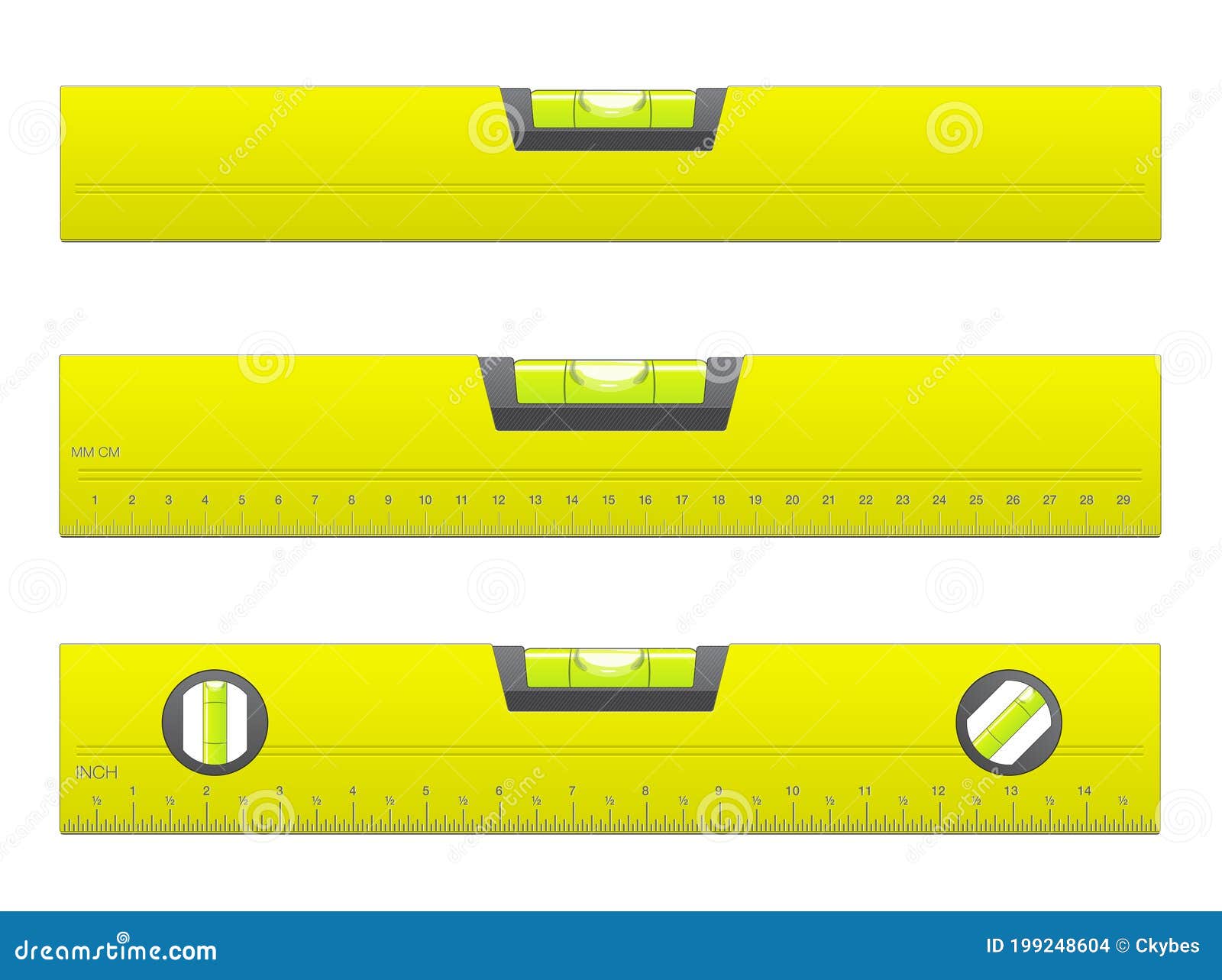 Yellow Metal Bubble Level Vector Isolated on White Background Stock ...