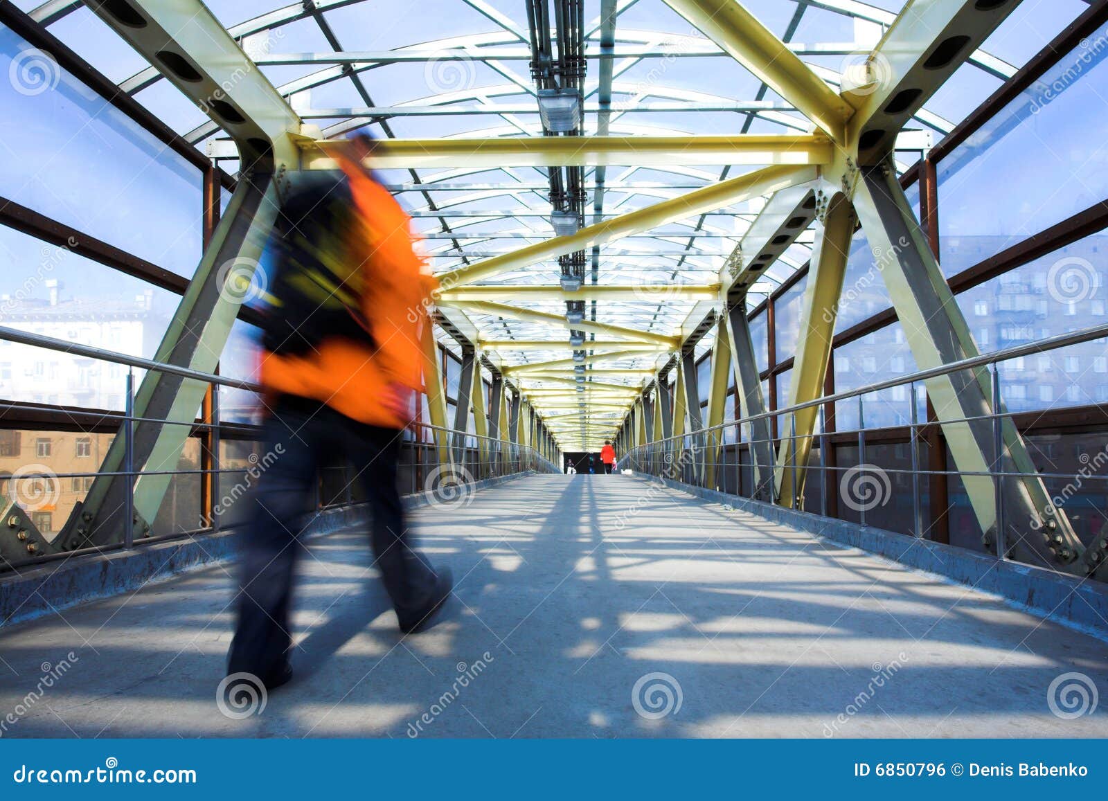 Yellow Metal Corridor, Crowd Mooving Stock Photo - Image of corporation ...