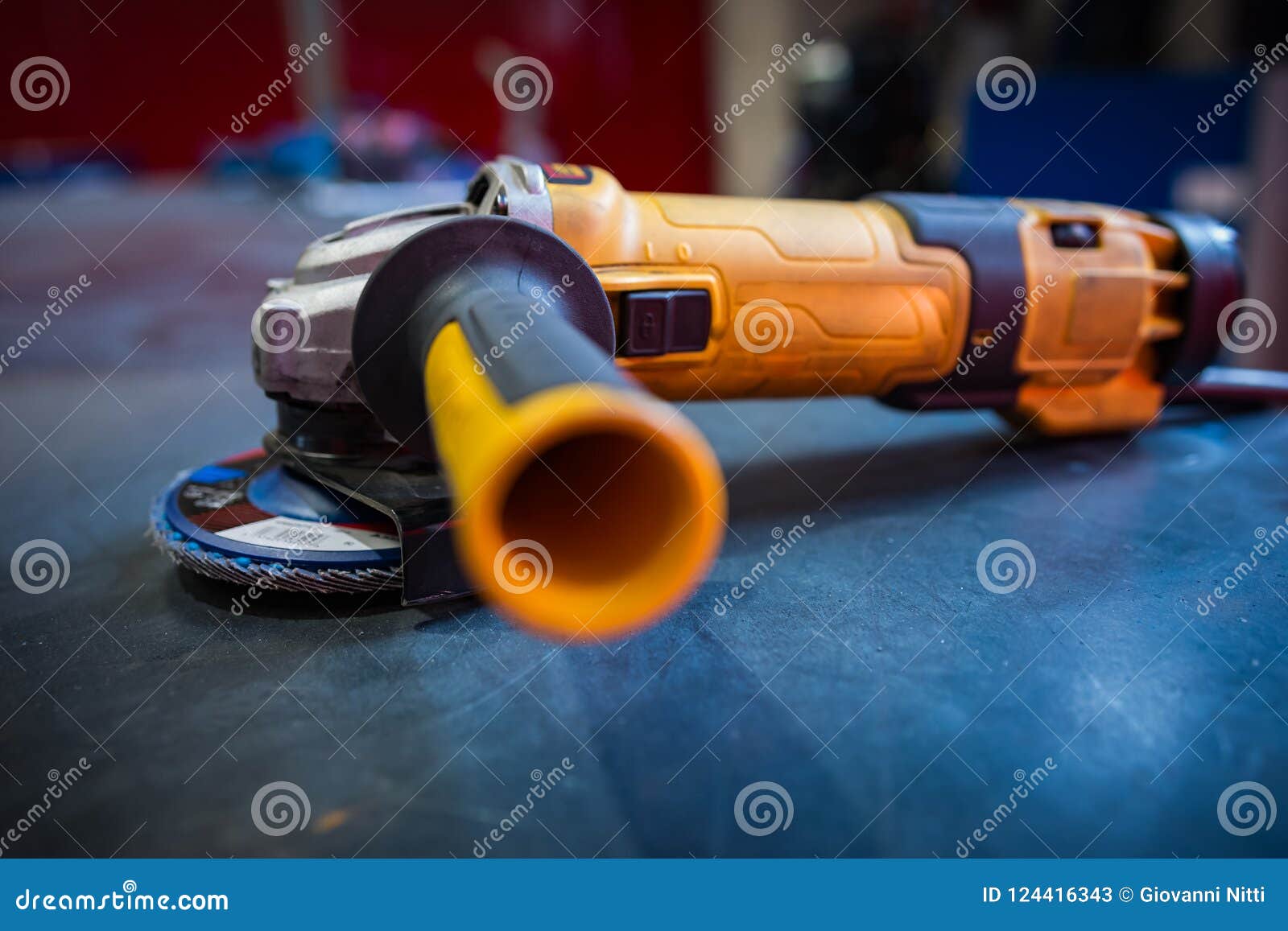 Yellow Metal Grinder on Workbench Stock Image - Image of equipment ...