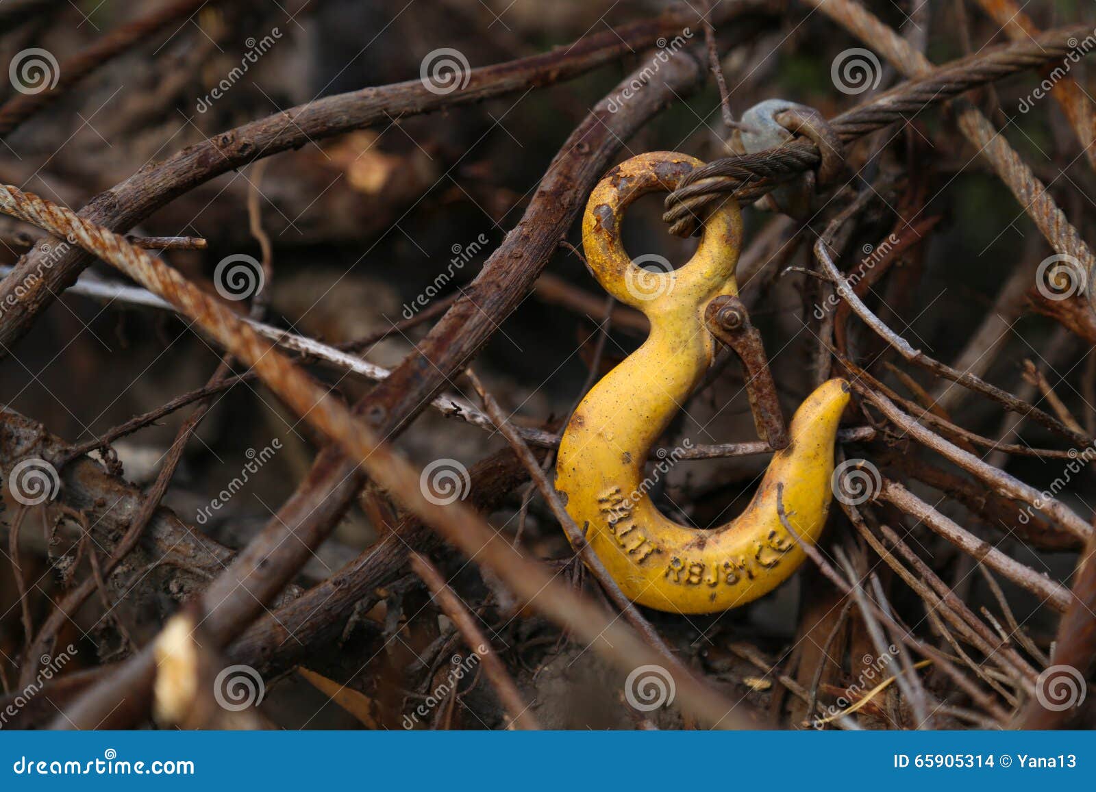 Yellow metal hook stock photo. Image of heavy, colored - 65905314