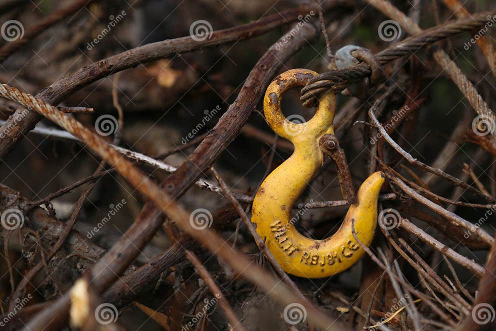 Yellow metal hook stock photo. Image of heavy, colored - 65905314