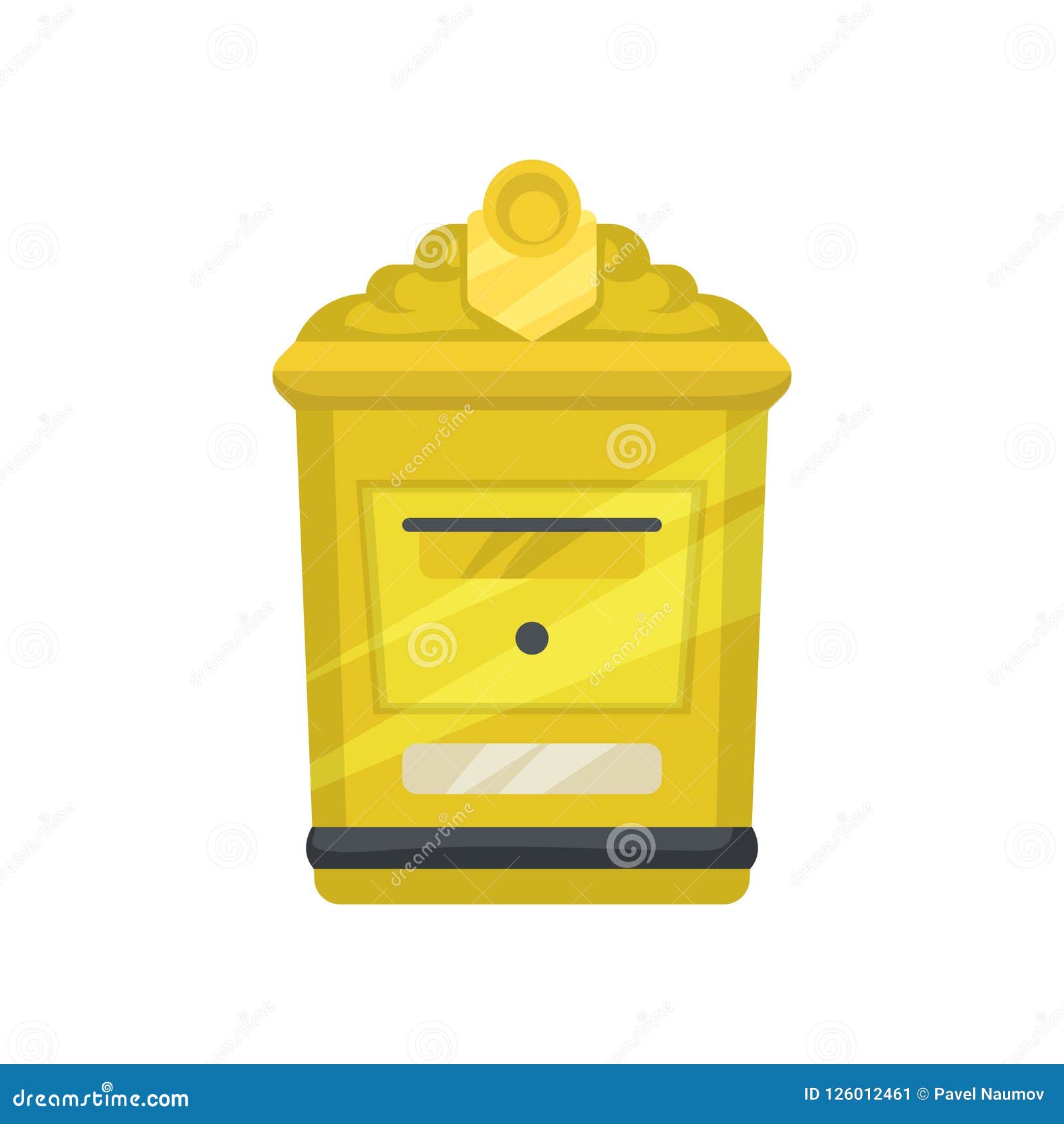 Yellow Metal Mailbox for Letters and Newspapers. Small Wall Mounted ...