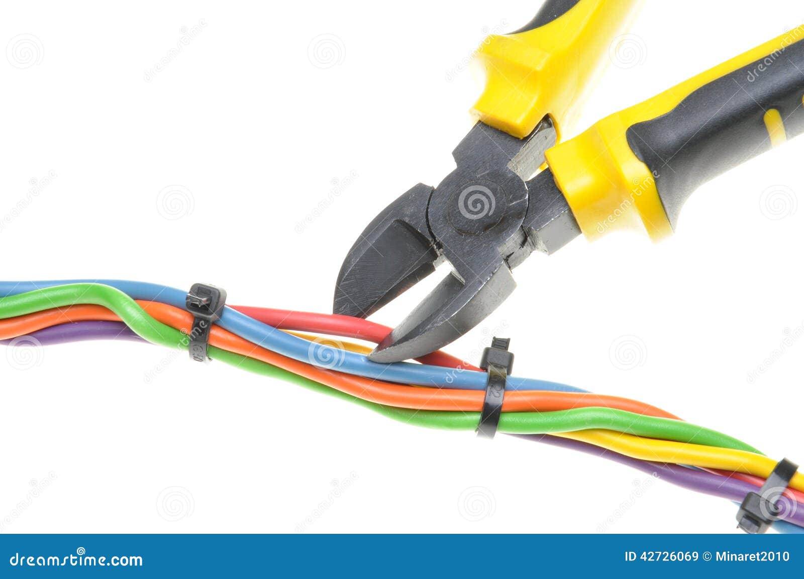 Yellow Metal Nippers and Cable Stock Image - Image of isolated, cutter ...