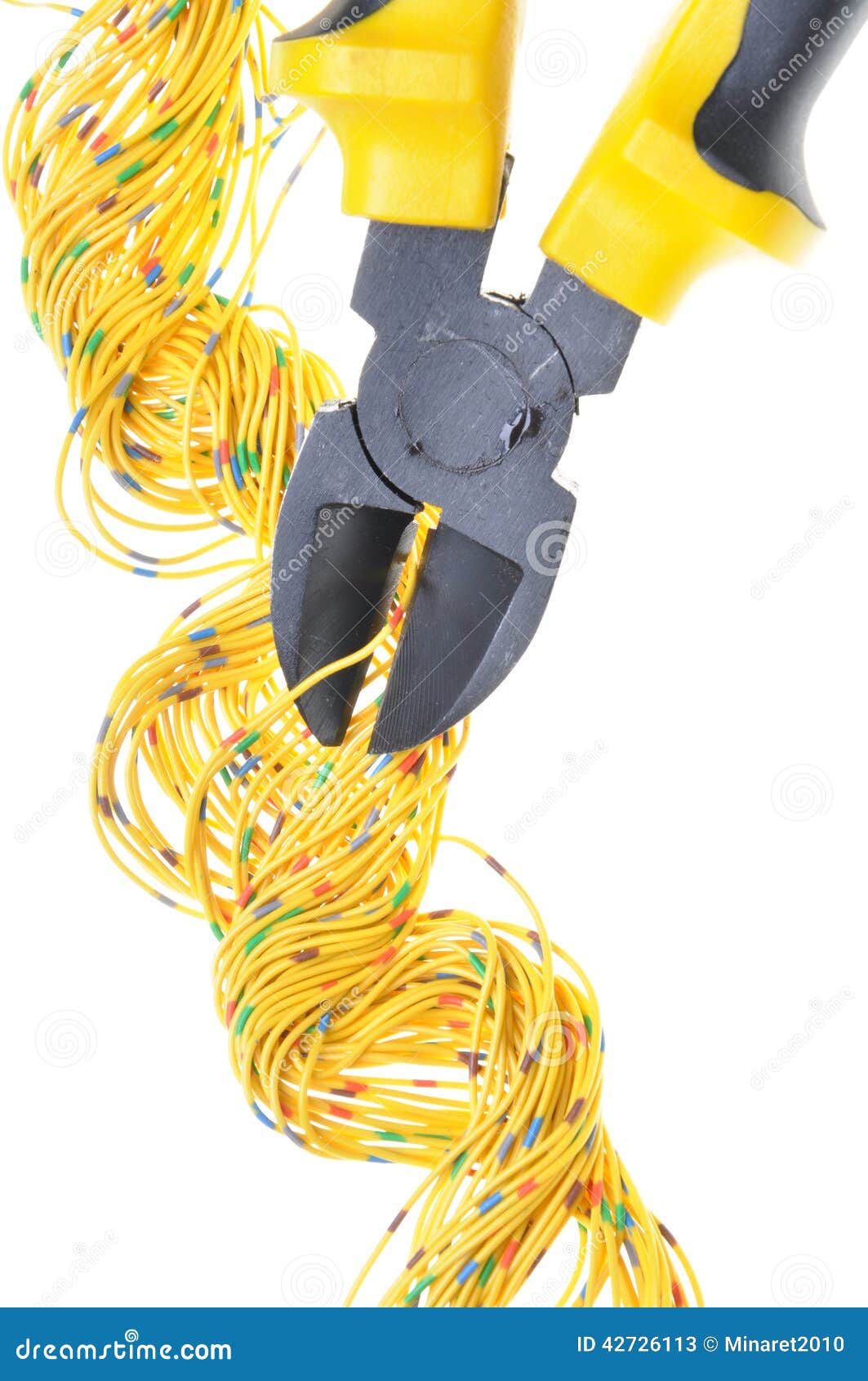 Yellow Metal Nippers and Cable Stock Image - Image of electric ...