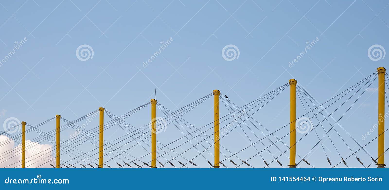 Yellow Metal Posts with Anchor Support Stock Photo - Image of board ...