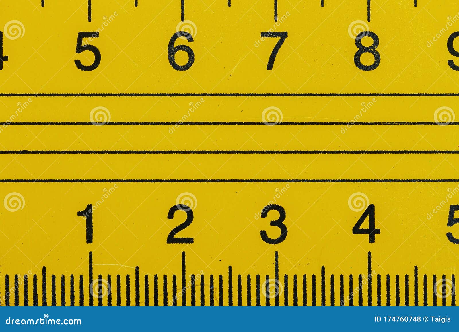 Yellow Metal Ruler Close Up Stock Photo - Image of centimetre ...