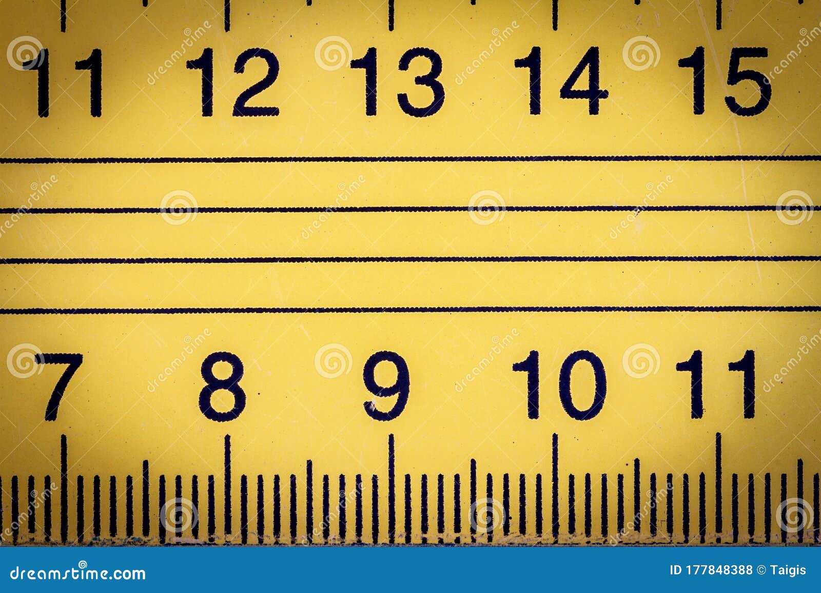 Yellow Metal Ruler Close Up Stock Photo - Image of metric, education ...