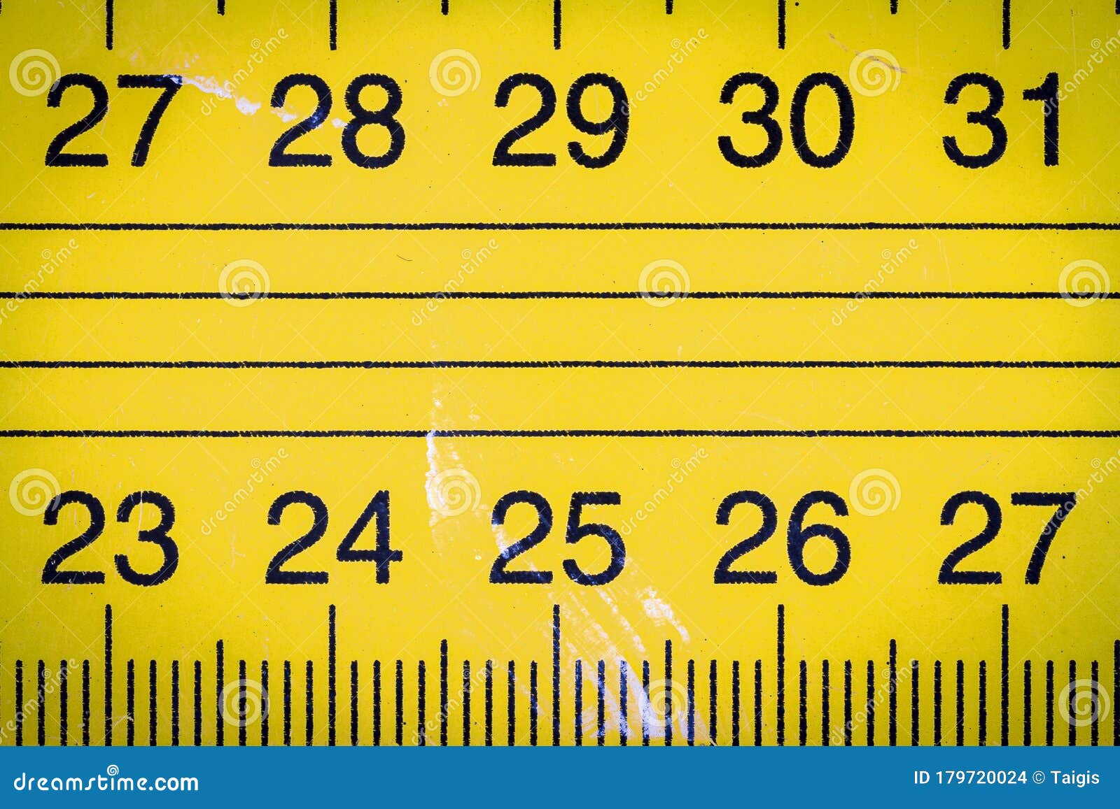 Yellow Metal Ruler Close Up Stock Photo - Image of length, measure ...