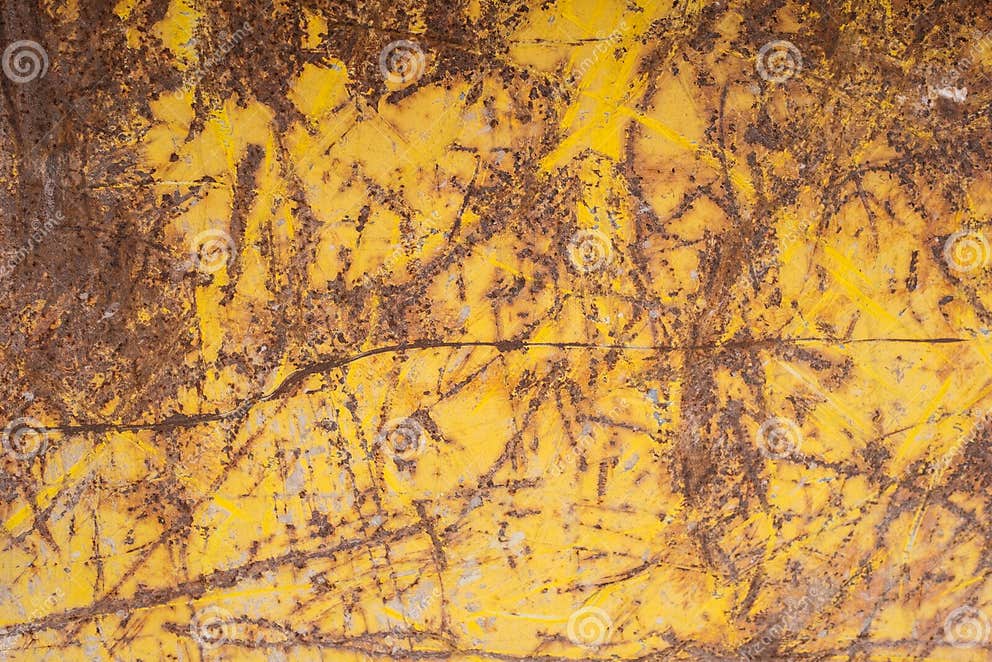 Yellow Metal with Rust and Scratches Stock Photo - Image of steel ...