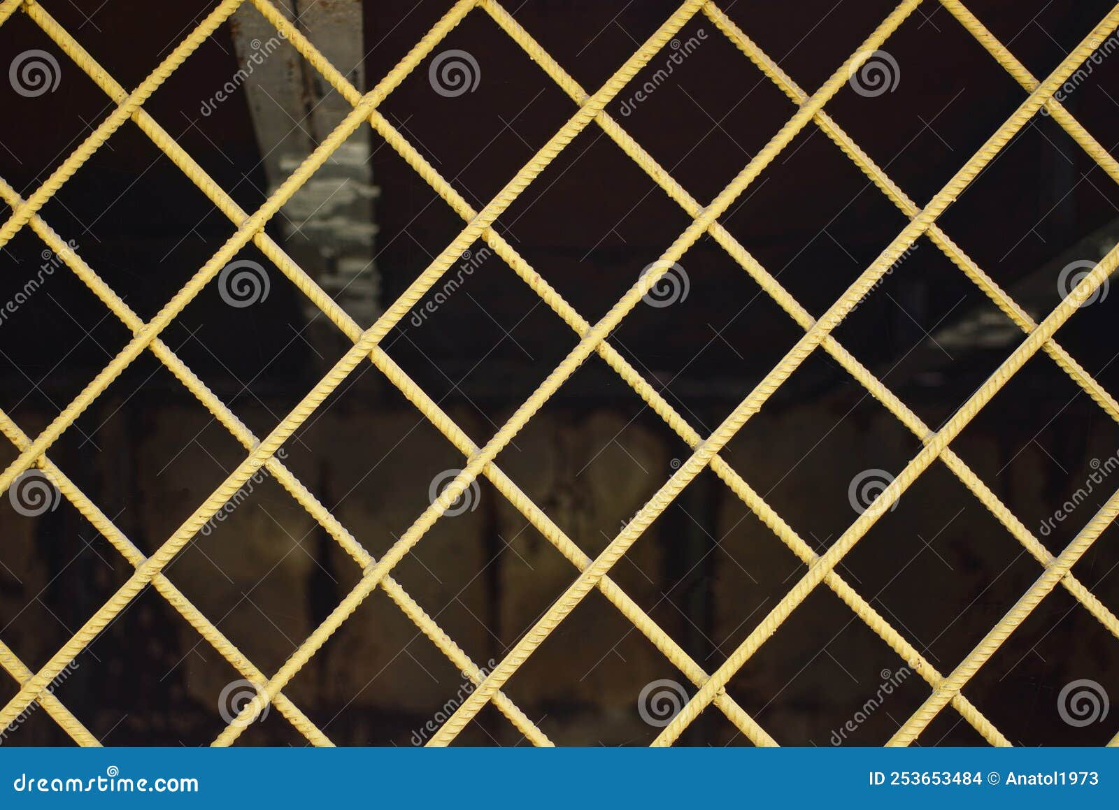 Yellow Metal Texture of Iron Bars in the Pattern in the Wall Stock ...