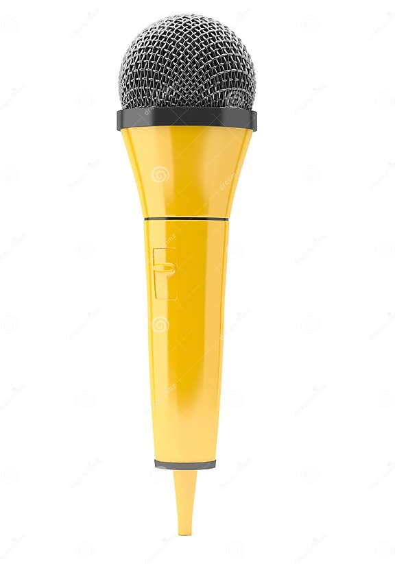 Yellow Microphone on Blue Background Stock Illustration - Illustration ...
