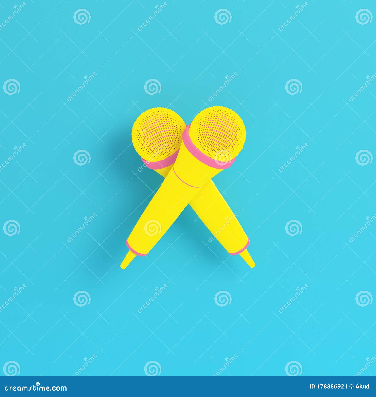 Yellow Microphone On Stand Icon Symbol Of Record, Broadcasts Concept ...