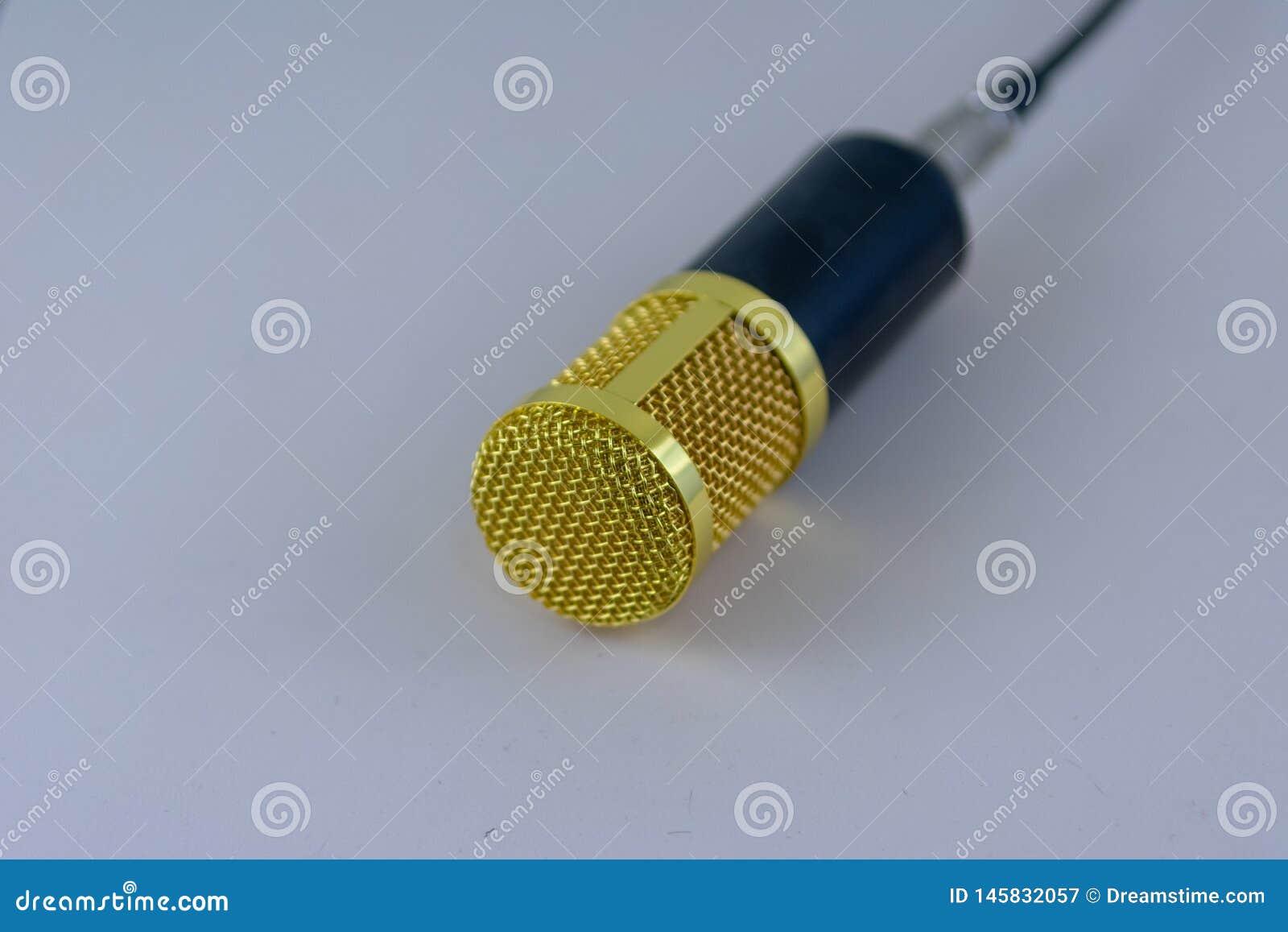 Yellow microphone on white stock image. Image of modern - 145832057