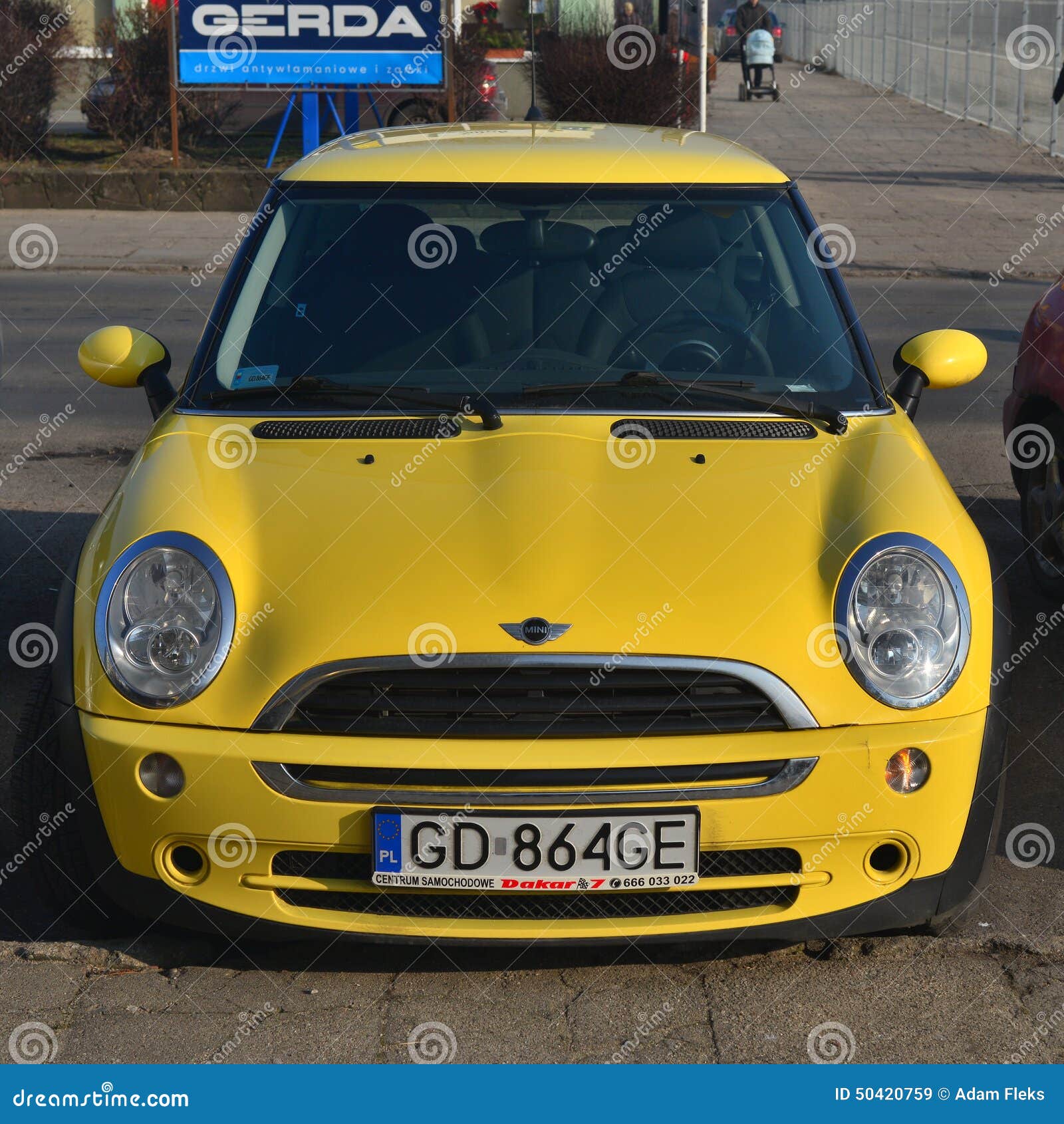 Yellow Mini Cooper editorial stock image. Image of engineering - 50420759