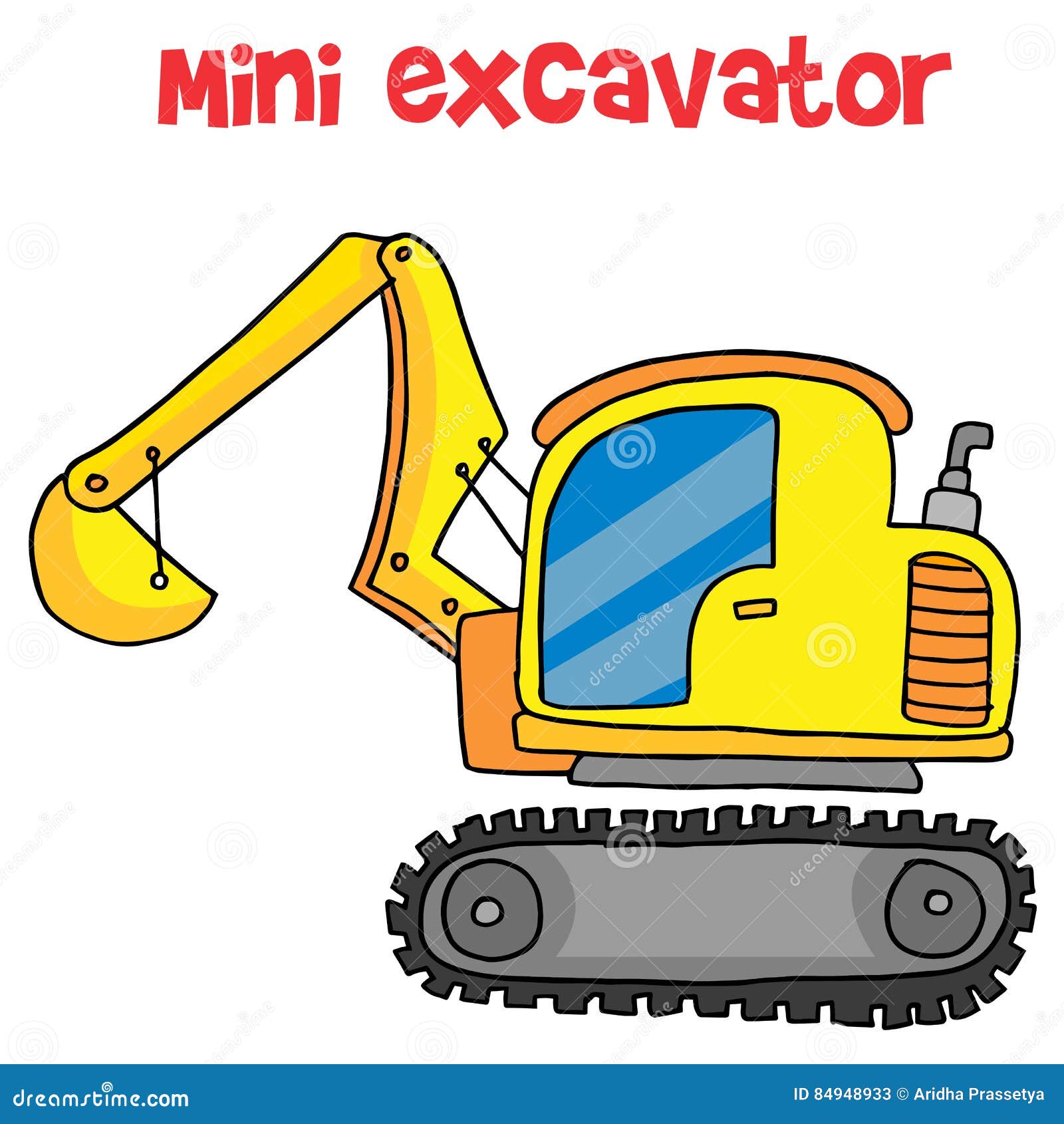 Yellow Mini Excavator Cartoon Vector Stock Vector - Illustration of ...