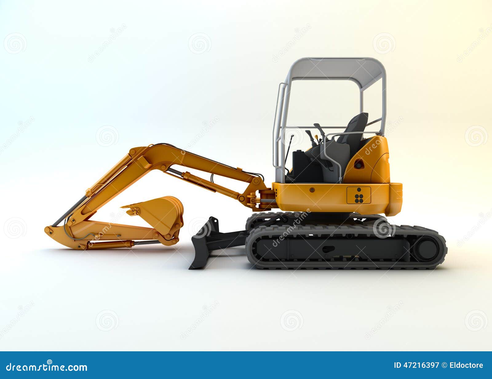 Yellow Mini Excavator Isolated Stock Illustration - Illustration of ...