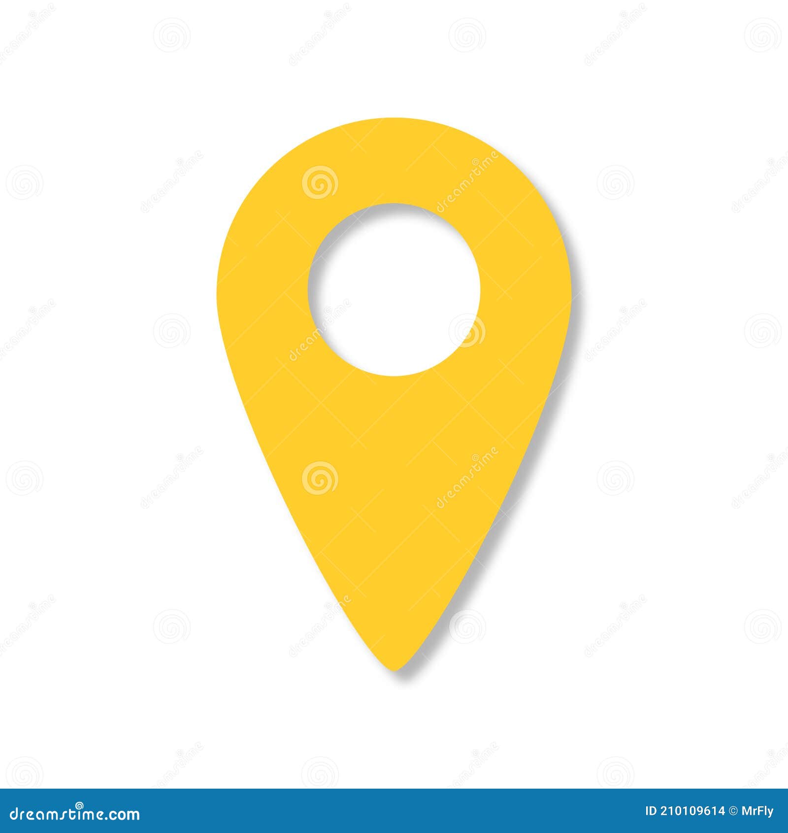 Yellow Minimalistic Map Pin Isolated on White, Vector Illustration ...