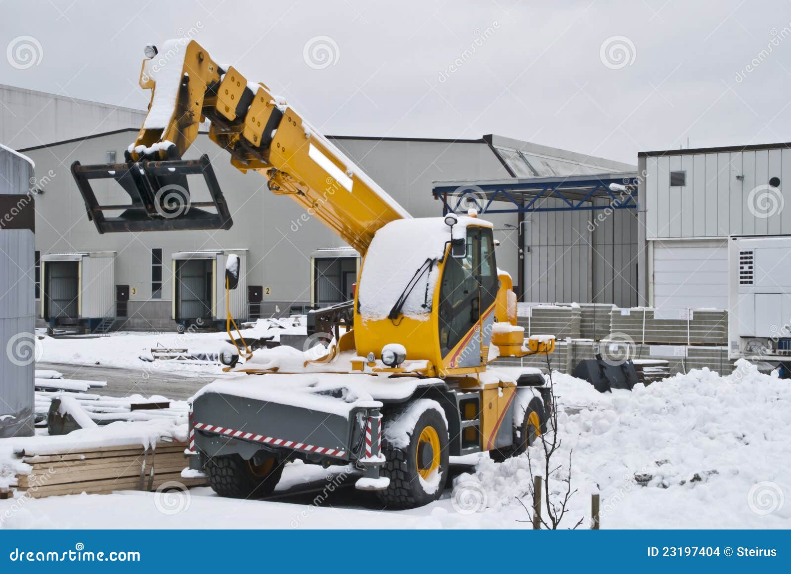 Yellow mobile crane. stock photo. Image of wheel, norway - 23197404