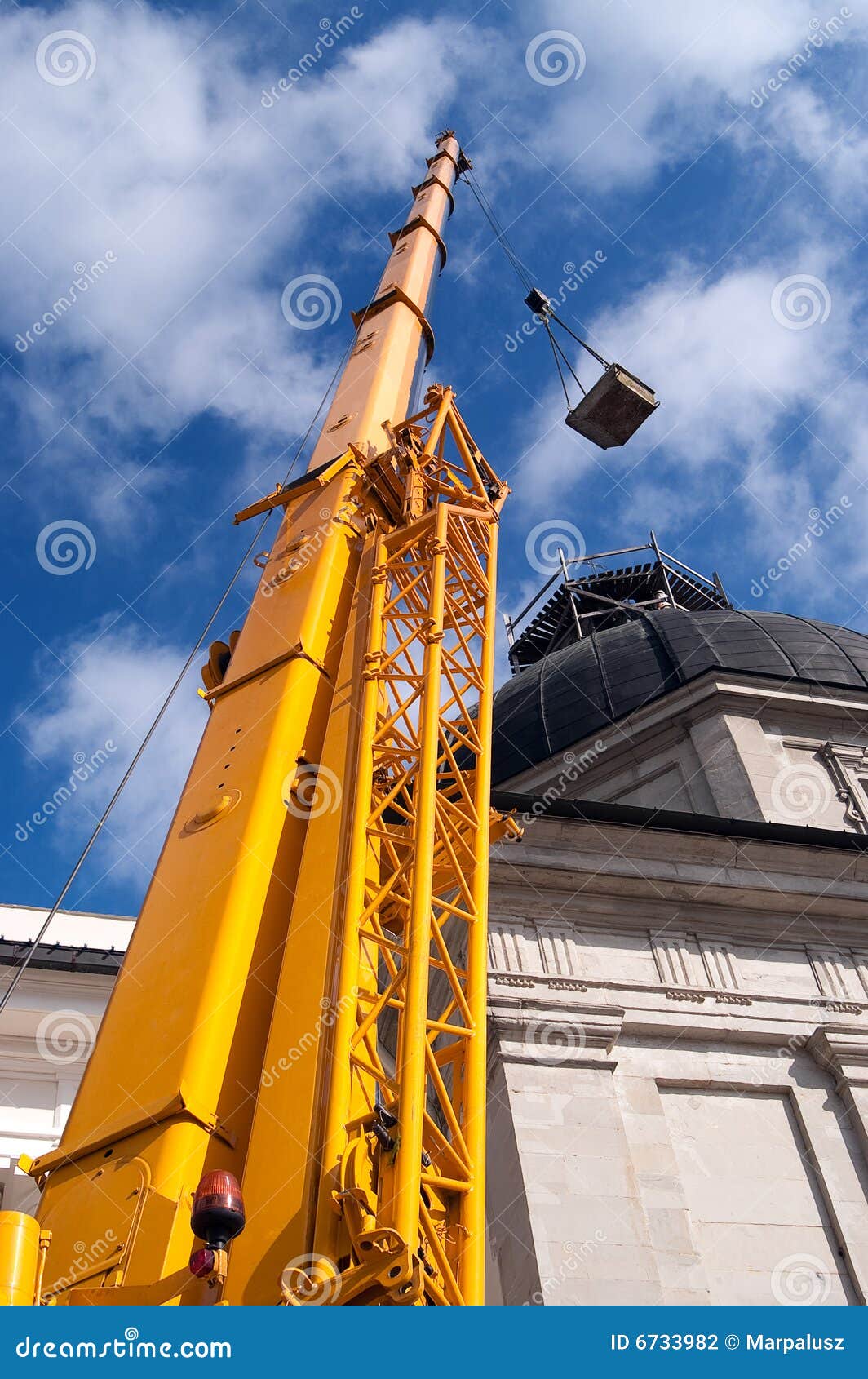 Yellow mobile crane boom stock photo. Image of business - 6733982