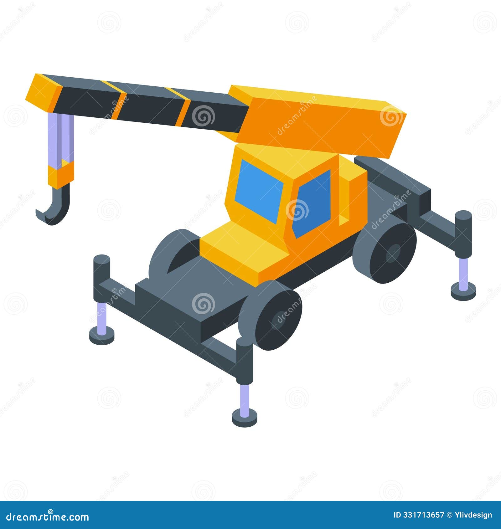 Mobile Crane Standing on Support Arms is Ready for Work Stock Vector ...