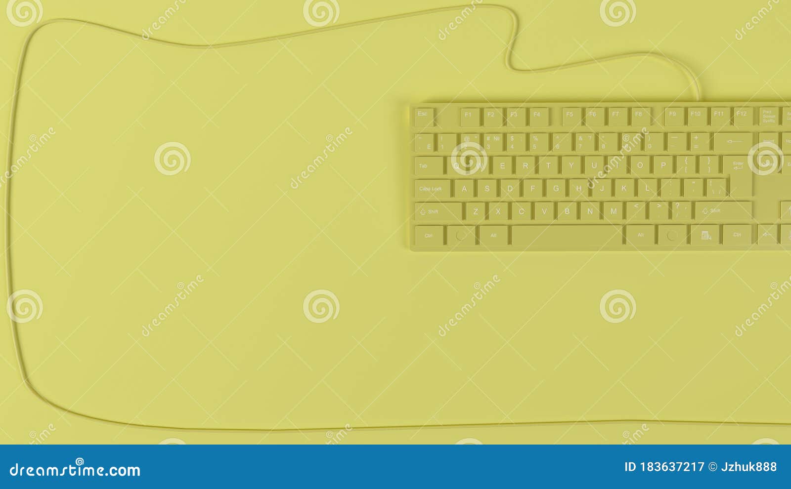 Yellow Mockup with a Keyboard and a Wire Stock Illustration ...