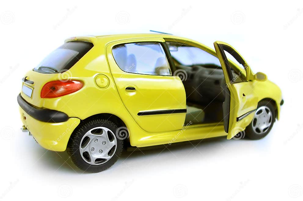 Yellow Model Car - Hatchback. Opened Right Door Stock Photo - Image of ...