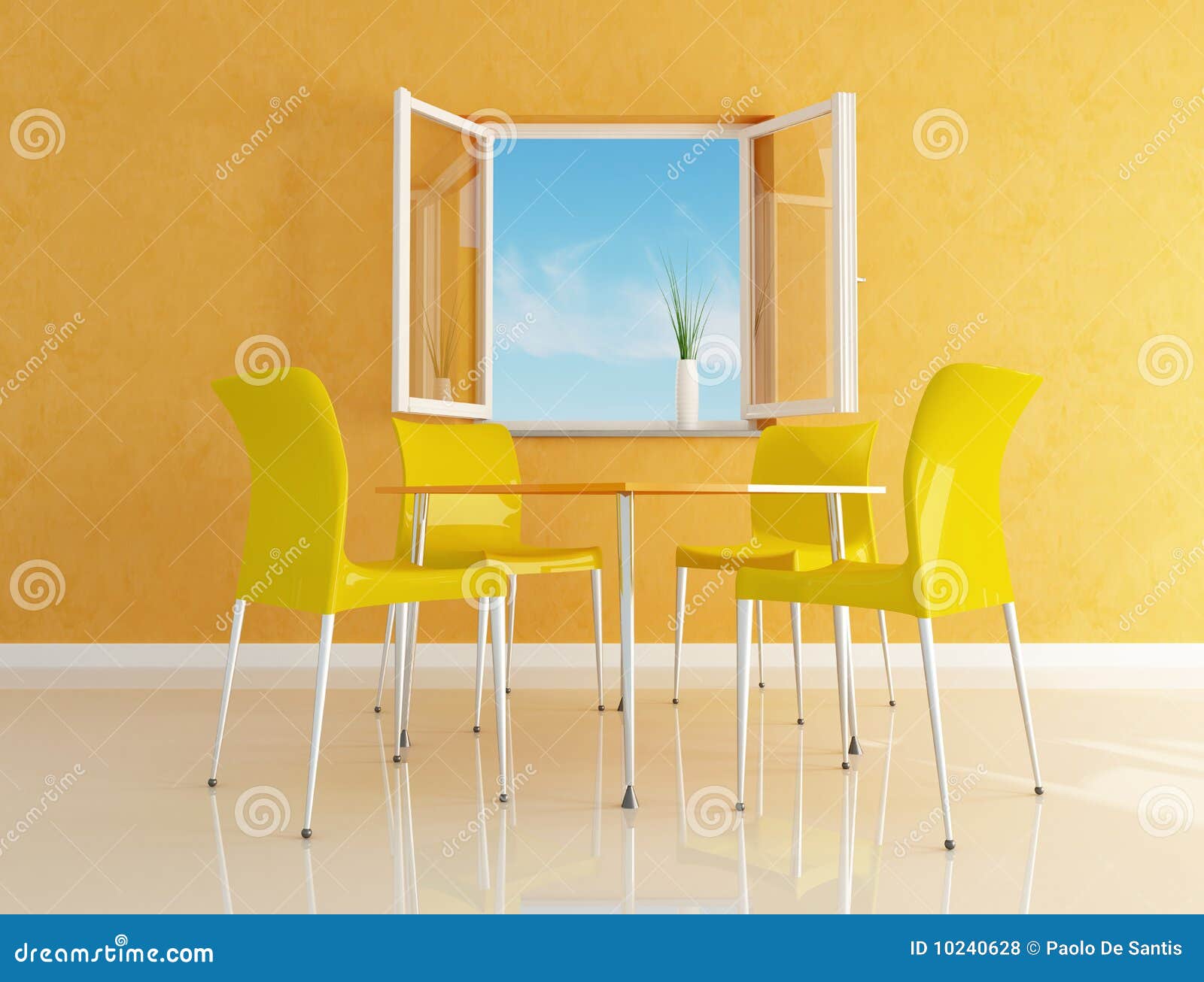 Yellow Modern Hotel Room Design With Bright Yellow Wall Accent And Huge ...