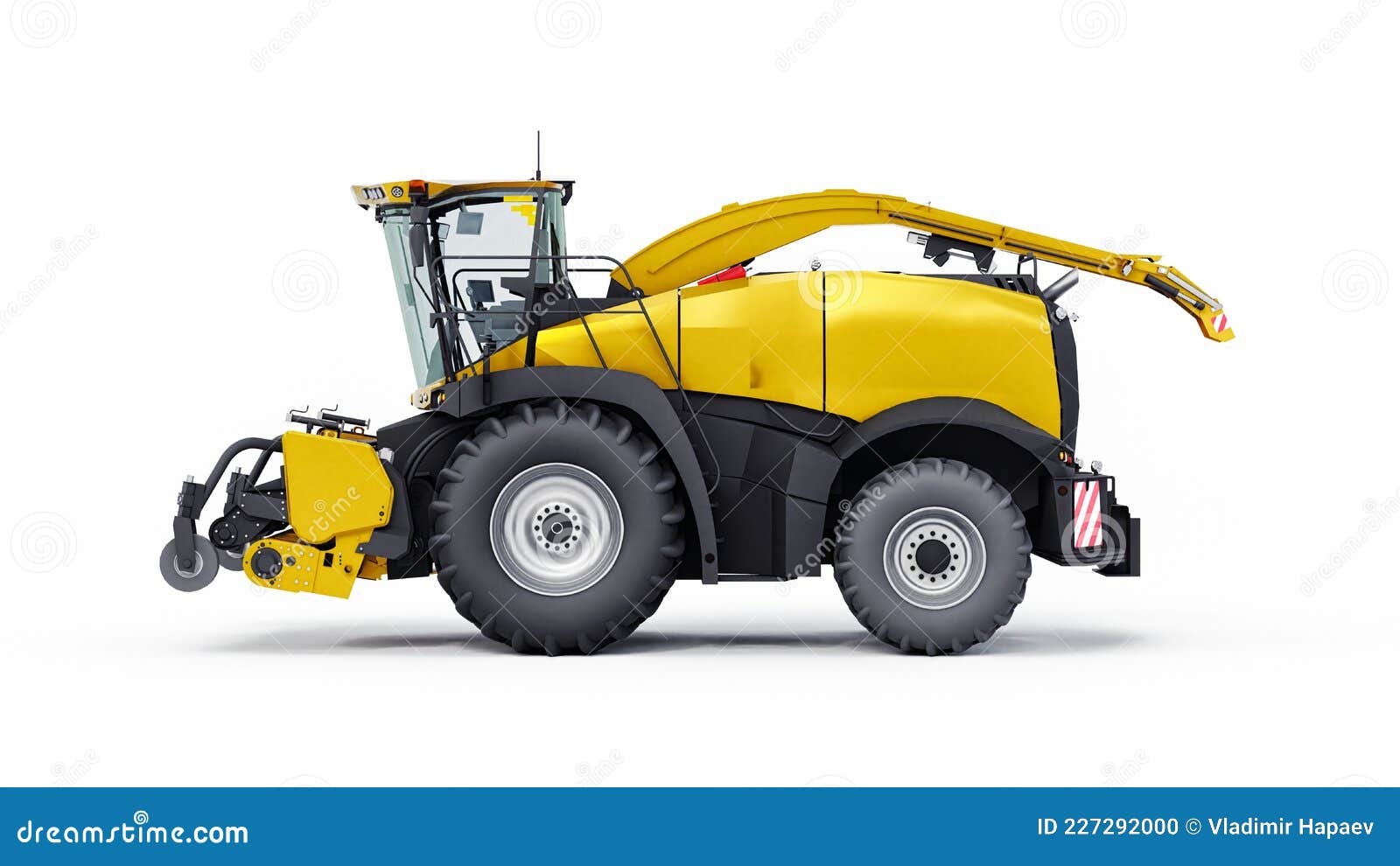 Yellow Modern Harvester on a White Background. 3d Illustration. Stock ...