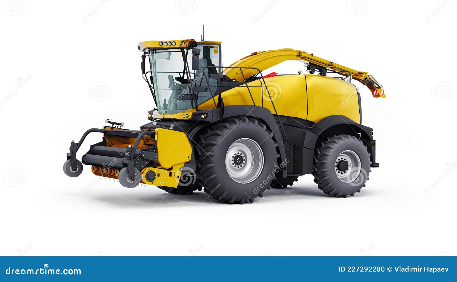 Yellow Modern Harvester on a White Background. 3d Illustration. Stock ...