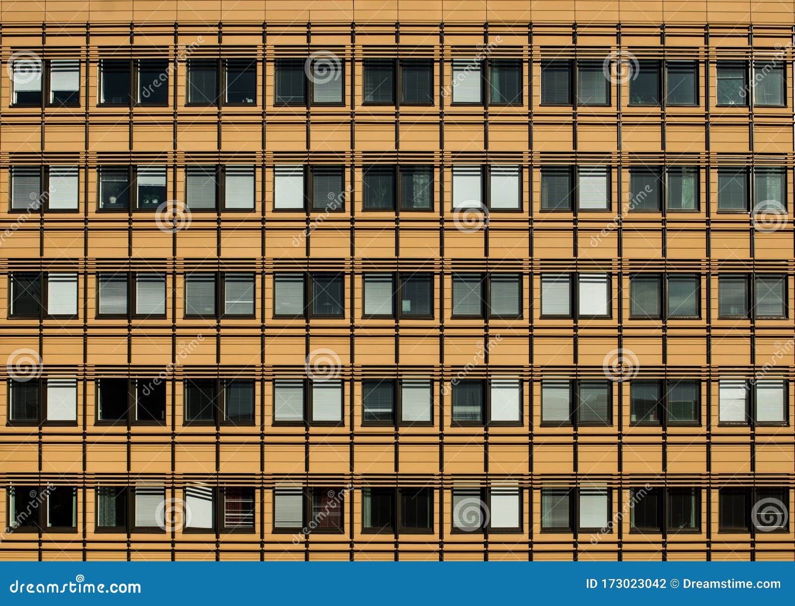 Yellow Modern Office Building. Patterns . Window. Stock Photo - Image ...