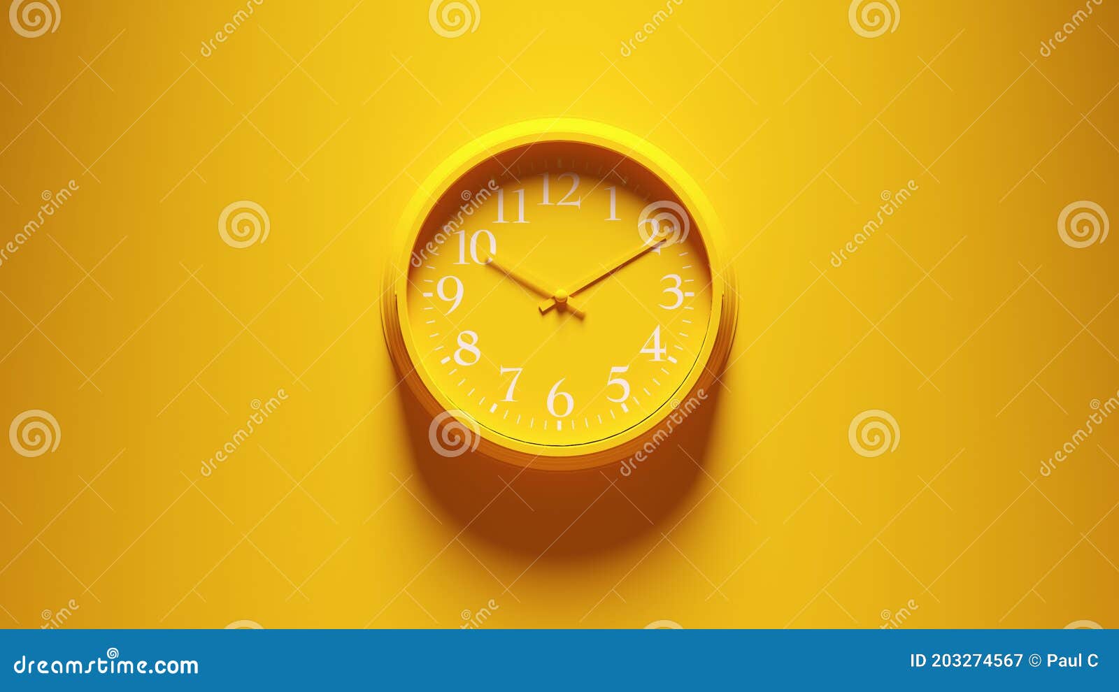 Yellow Modern Office Wall Clock Stock Image - Image of fourth, yellow ...