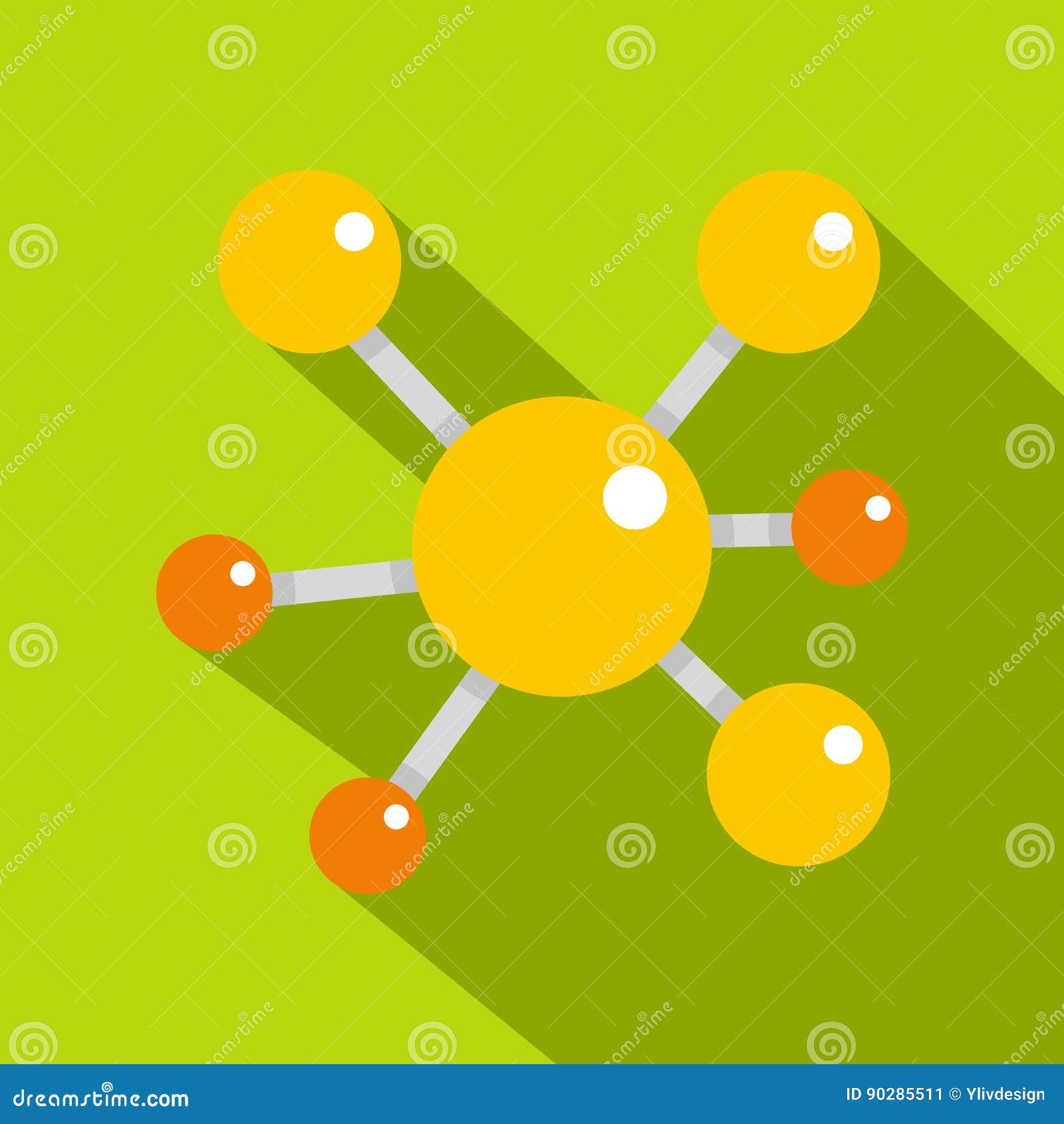 Yellow Molecular Model Icon, Flat Style Stock Vector - Illustration of ...
