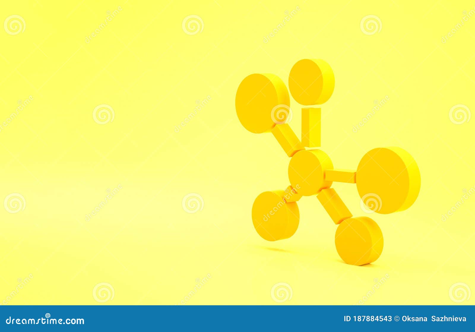 Yellow Molecule Icon Isolated on Yellow Background. Structure of ...