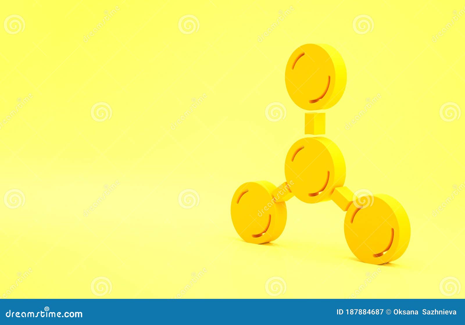 Yellow Molecule Icon Isolated on Yellow Background. Structure of ...