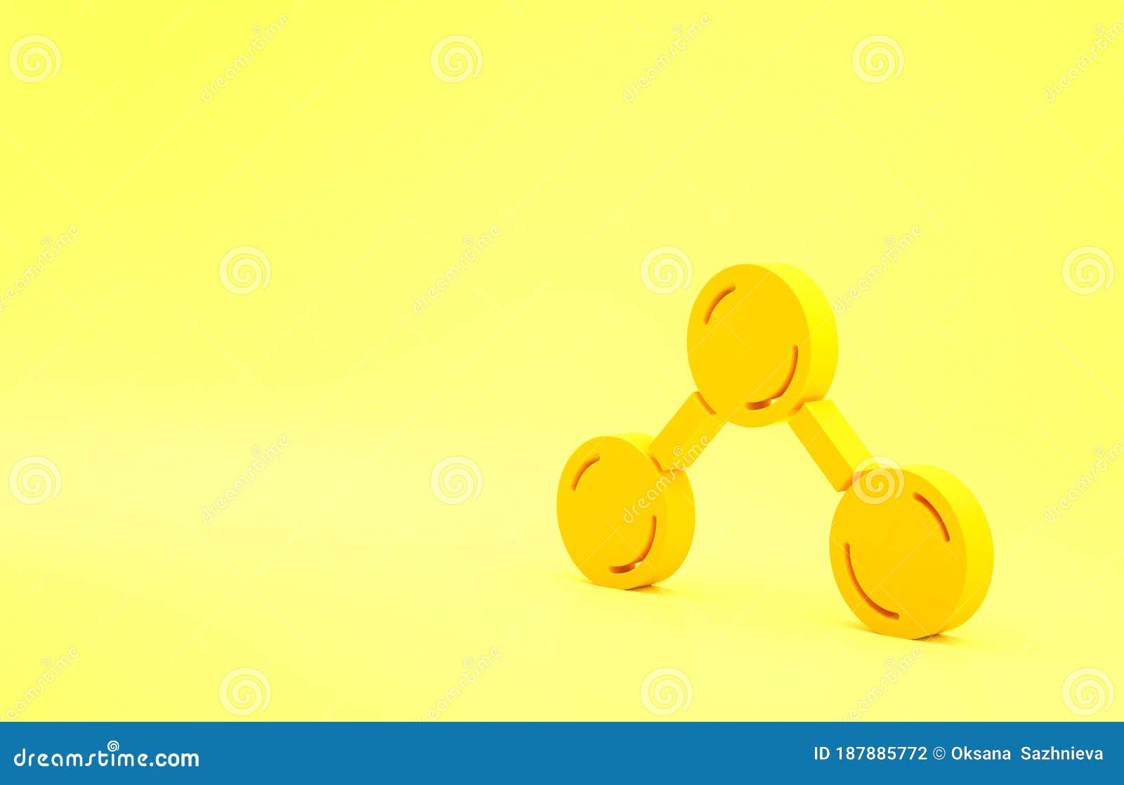 Yellow Molecule Icon Isolated on Yellow Background. Structure of ...