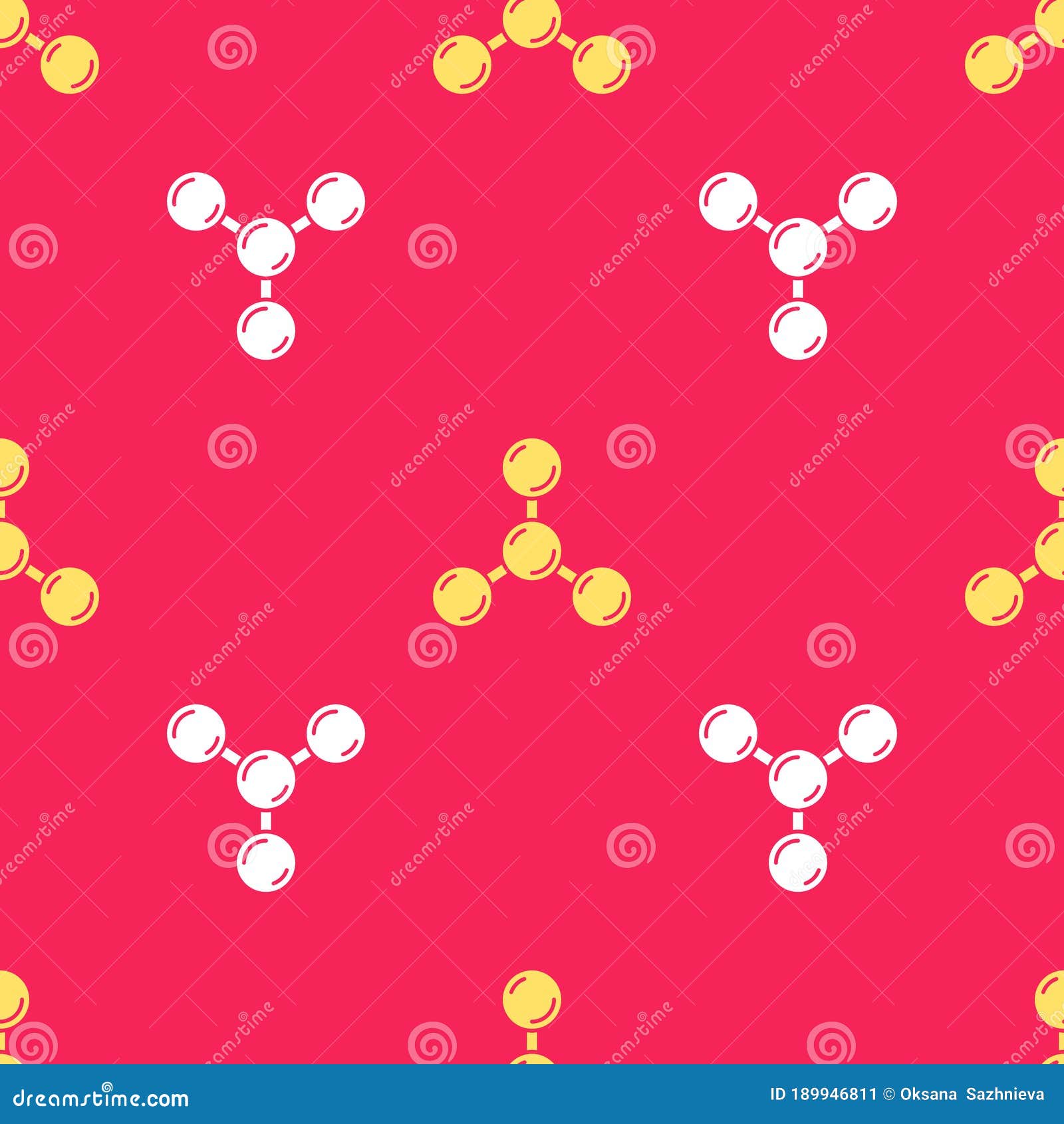 Yellow Molecule Icon Isolated Seamless Pattern on Red Background ...
