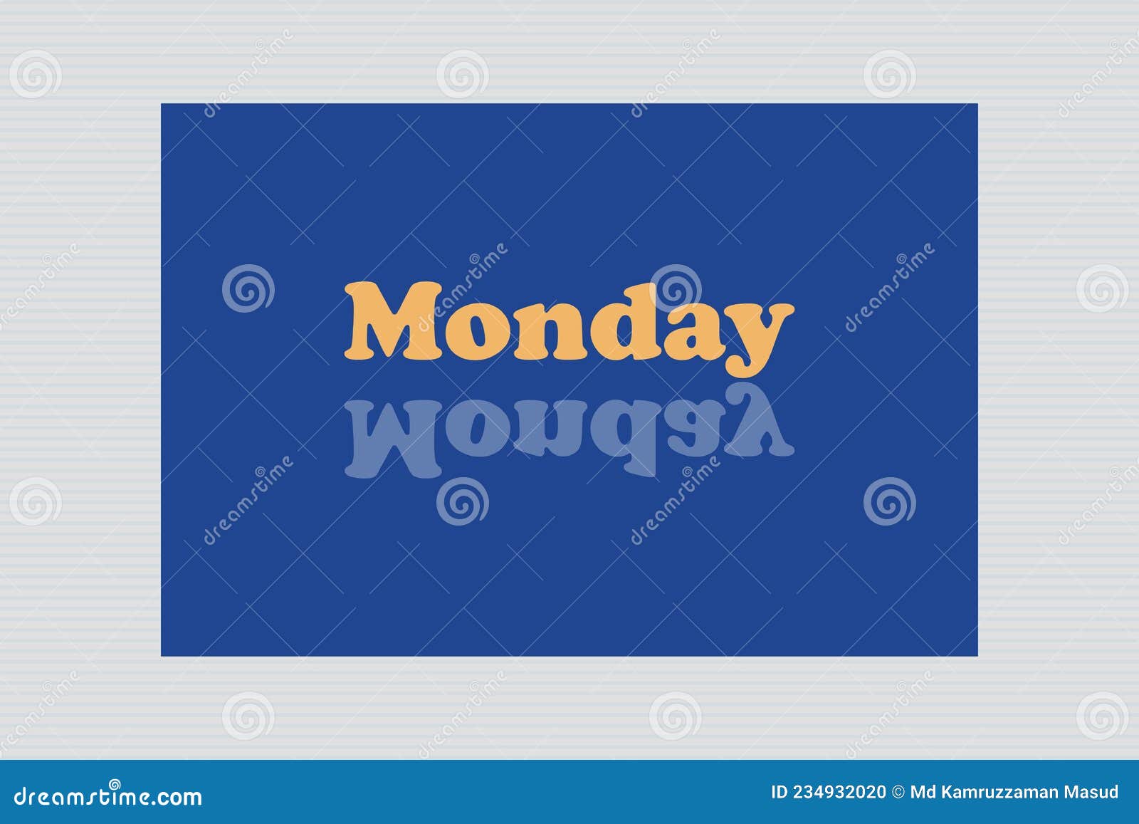 Yellow Monday TypographyÂ with Reflected Text on Blue Background Design ...
