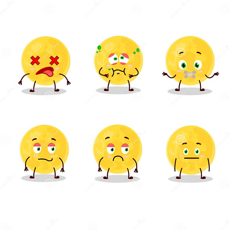 Yellow Moon Cartoon Character with Nope Expression Stock Vector ...