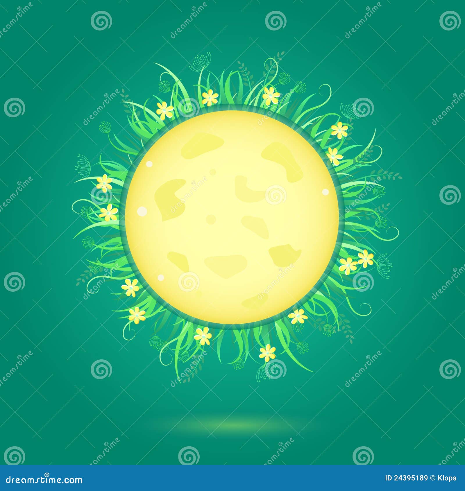 Yellow Moon and Floral Frame Stock Vector - Illustration of cartoon ...