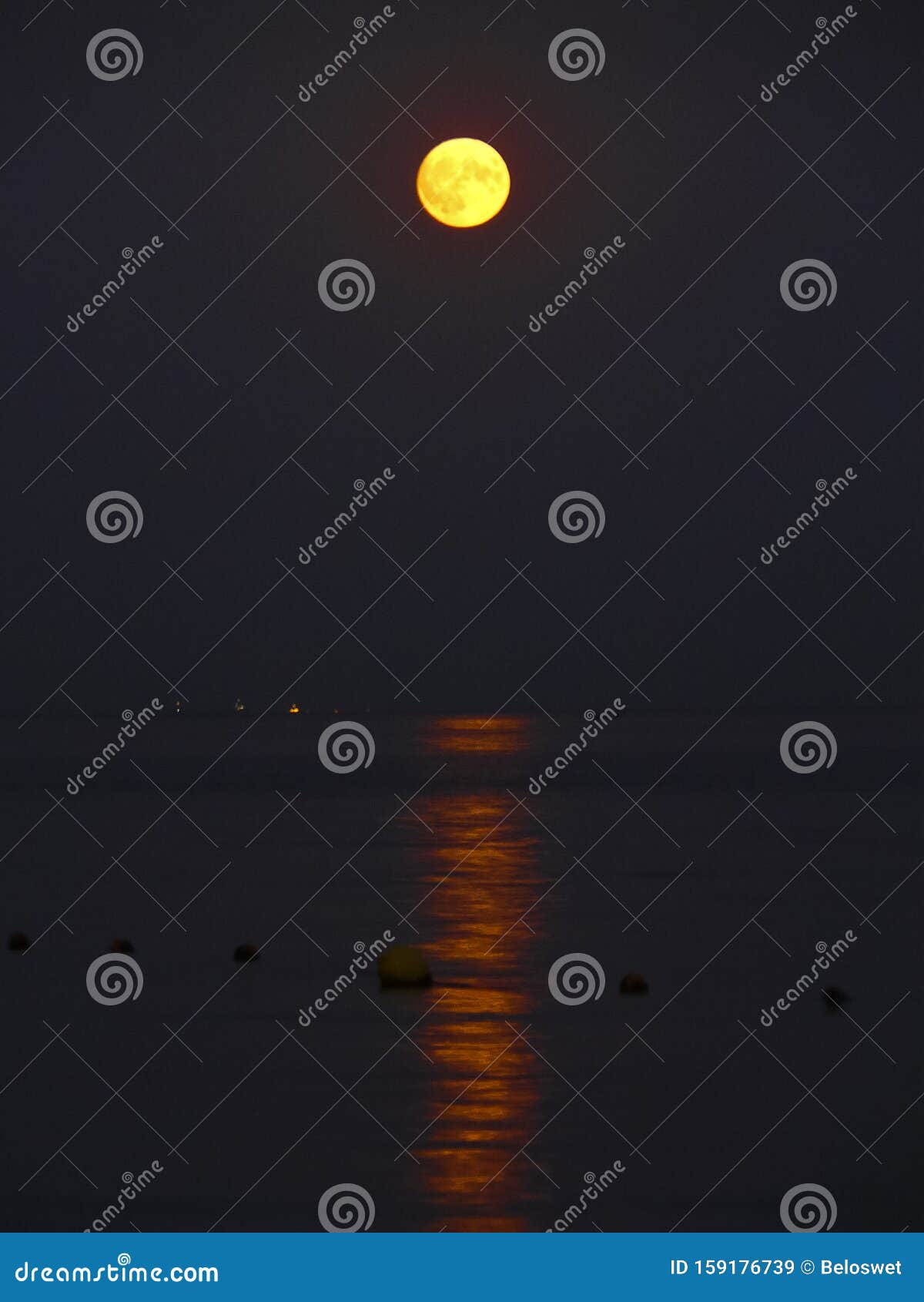 Yellow Moon Full Moon Over the Sea Stock Image - Image of beautiful ...