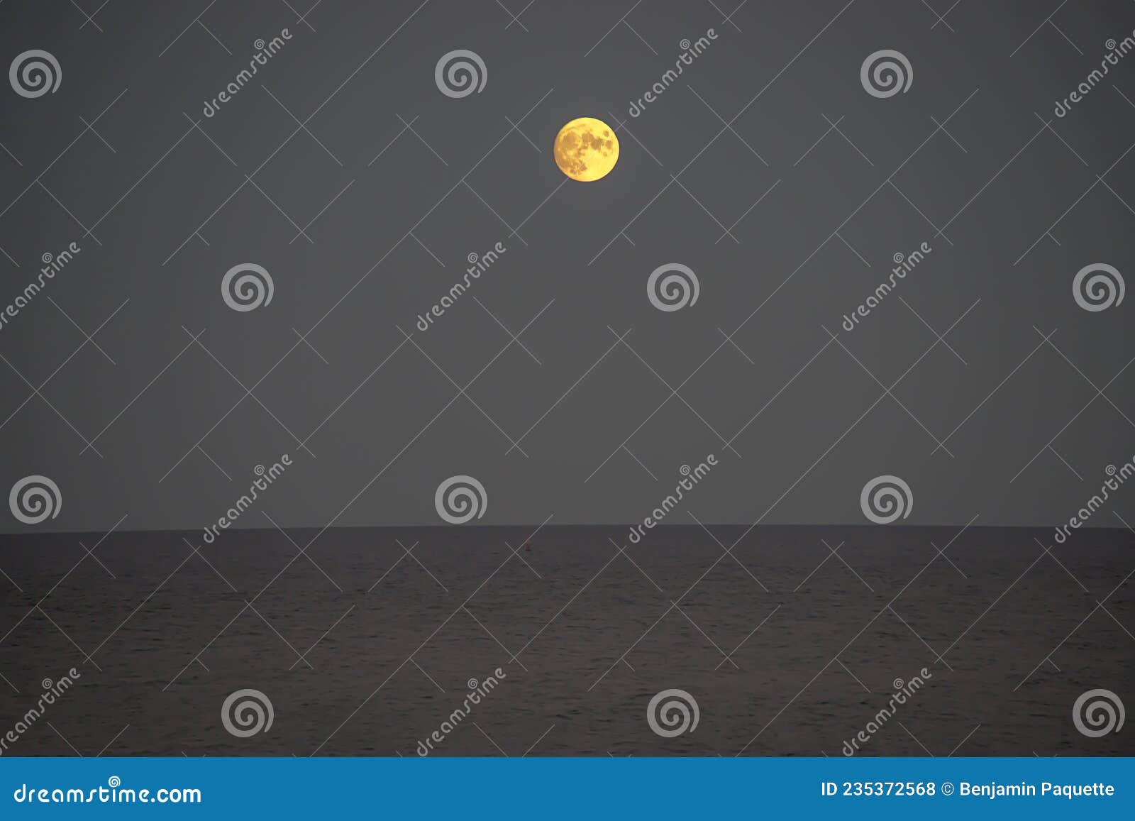 Yellow Moon Over the Ocean at Night Stock Photo - Image of summer ...