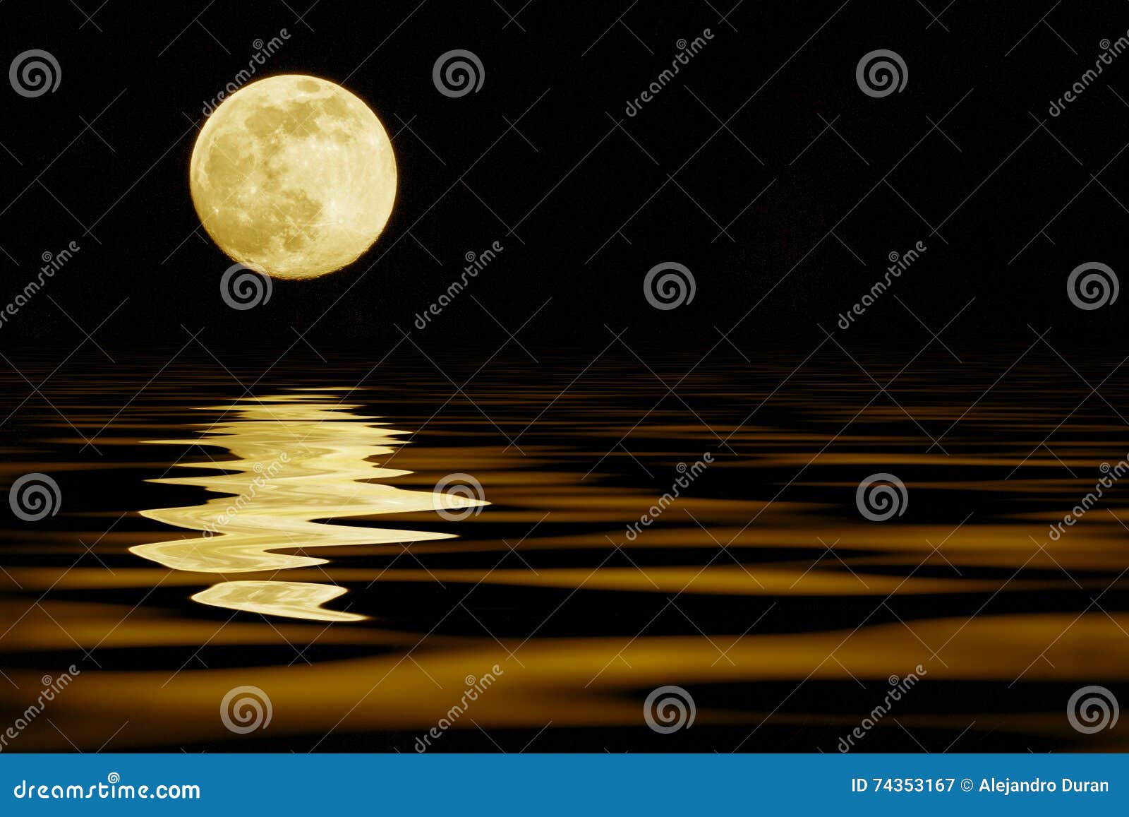 Yellow moon over sea stock image. Image of lunar, moonlight - 74353167