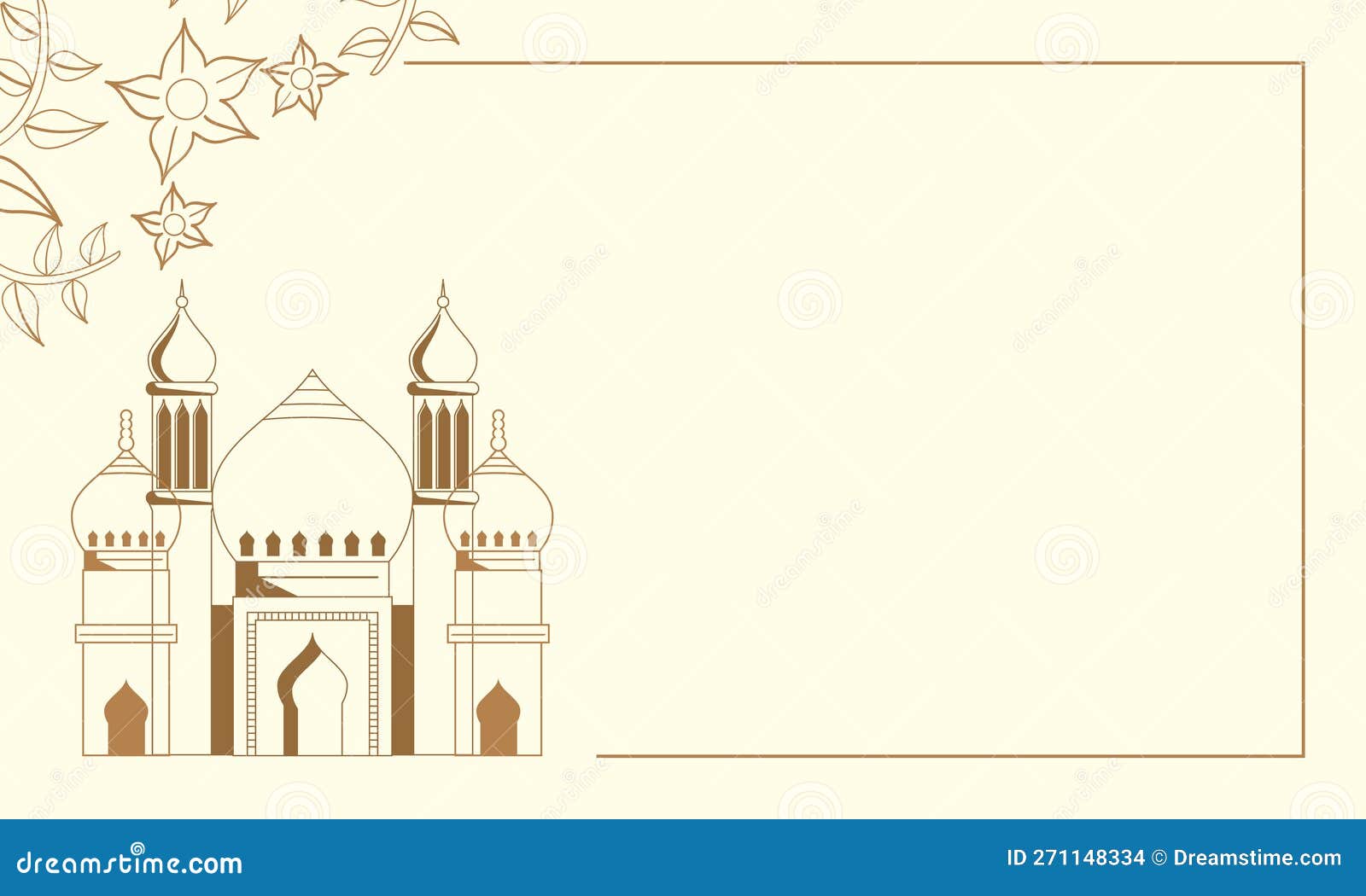 Yellow Mosque in Square Frame Stock Vector - Illustration of muslim ...