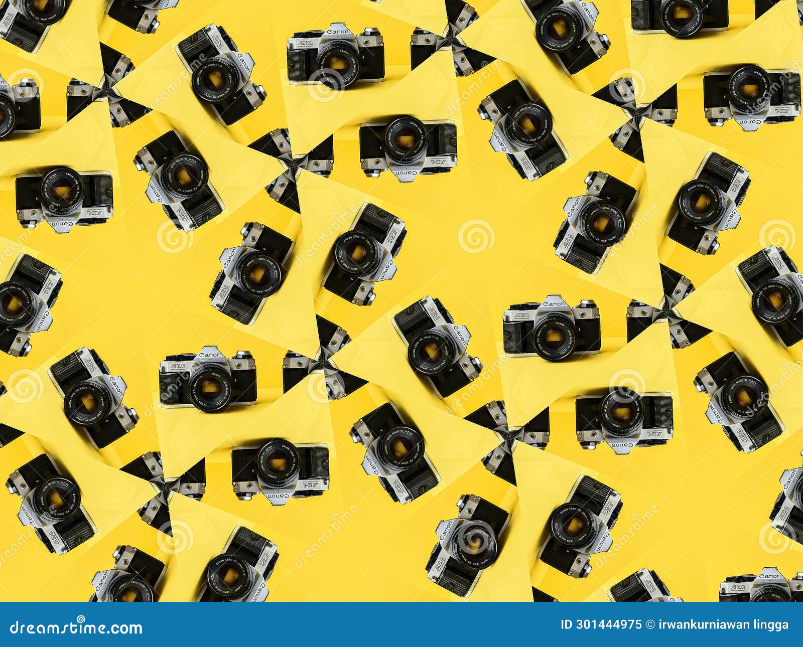 The Yellow Motif is Printed with Camera Art Patterns and Graphic ...