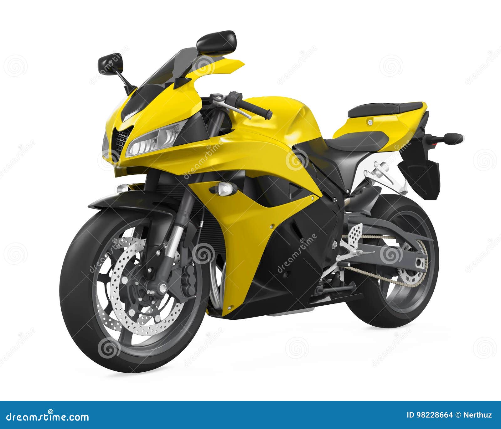 Yellow Motorcycle Isolated stock illustration. Illustration of motor ...
