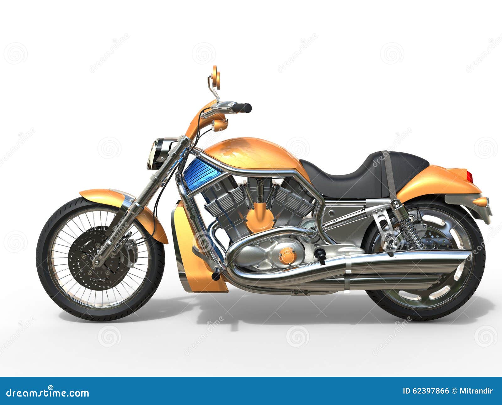 Yellow Motorcycle - Side View Stock Illustration - Illustration of ...